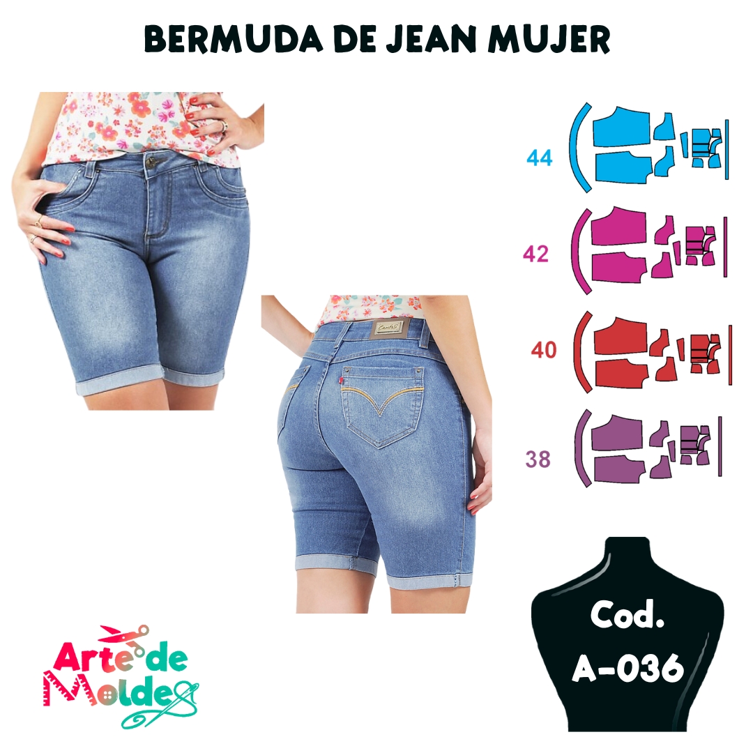 BERMUDA DE JEAN MUJER - Arte de Moldes